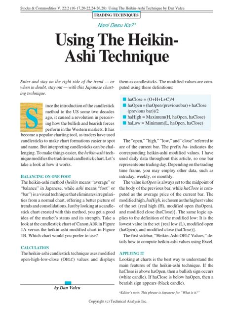 Pdf Using The Heikin Ashi Technique Dokumentips