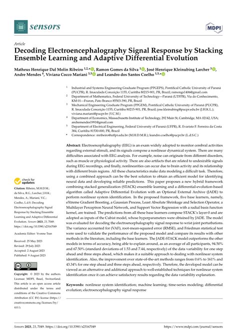 Pdf Decoding Electroencephalography Signal Response By Stacking Ensemble Learning And Adaptive