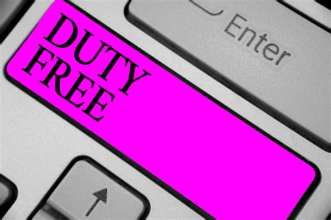 필기 텍스트 쓰기 면세점입니다 개념 상점 또는 Witout 세금 자주색 키보드 키 의도 수입된 제품을 판매 하는