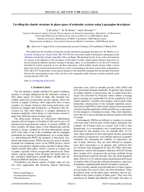 Pdf Unveiling The Chaotic Structure In Phase Space Of Molecular Systems Using Lagrangian