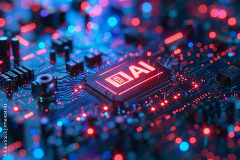 AI Chip On A Printed Circuit Board Micro Chip With AI Text Artificial Intelligence Concept