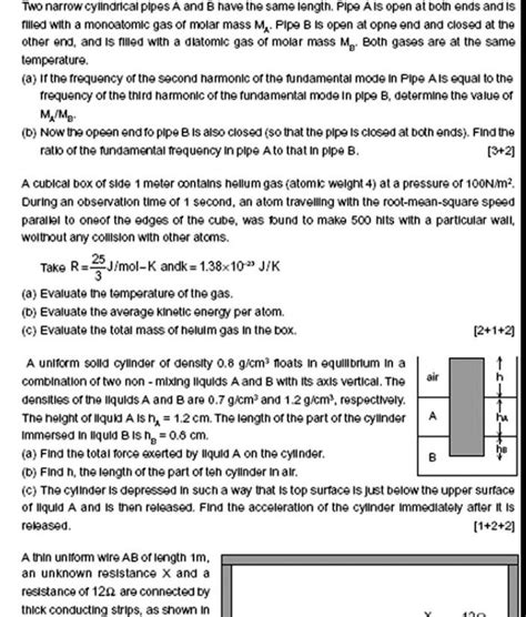 Answered Two Narrow Cylindrical Pipes A And B Have The Same Length