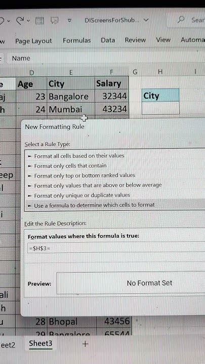 highlight records based on city in excel 💯 excel tips 🔥 shorts
