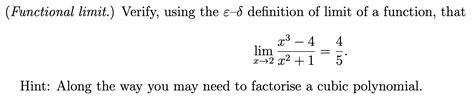 solved functional limit verify using the ɛ 6 definition