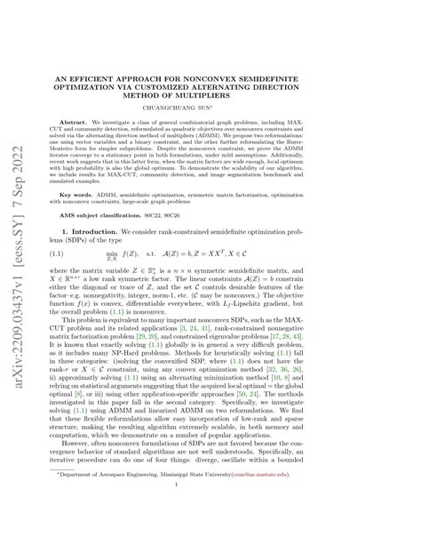 Pdf An Efficient Approach For Nonconvex Semidefinite Optimization Via