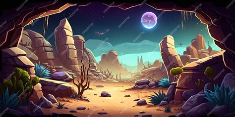 2d пещера на фоне скалы для мобильной игры на боевой арене Generative