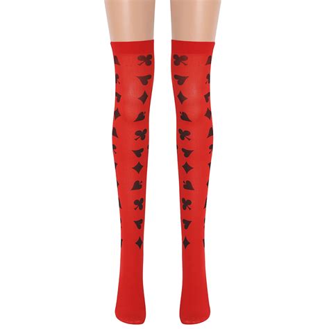Thigh High Stockings Qiggri Women Girls Halloween Red Printing Knee Party Stockings Silk