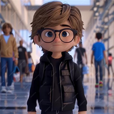 A Cartoon Boy Wearing Glasses And A Jacket Premium Ai Generated Image