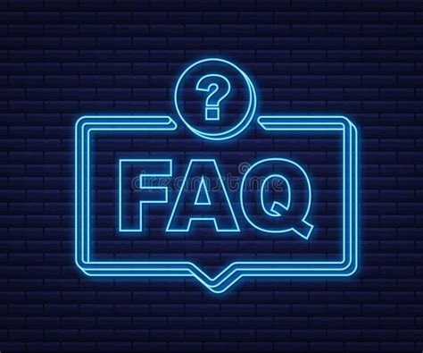 Frequently Asked Questions FAQ Banner Neon Icon Computer With Question Icons Vector