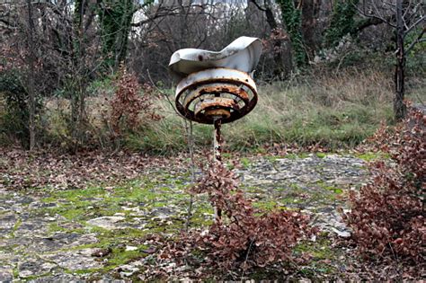 버려진 공공 공원에서 짧은 금속 기둥에 장착 복고풍 빈티지 오래된 깨진 녹슨 금속 가로등 0명에 대한 스톡 사진 및 기타 이미지 0명 가로등 건조한 Istock