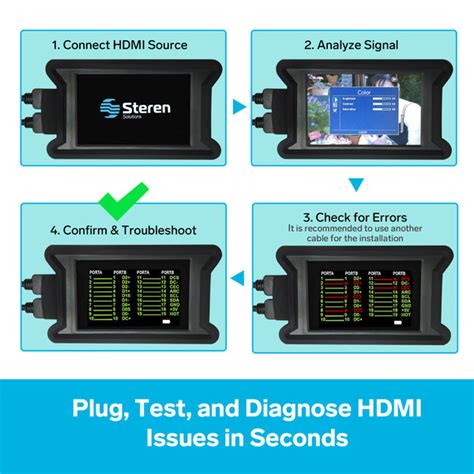 Steren Handheld Portable Hdmi Tester With Hd Lcd Display And Audio Steren