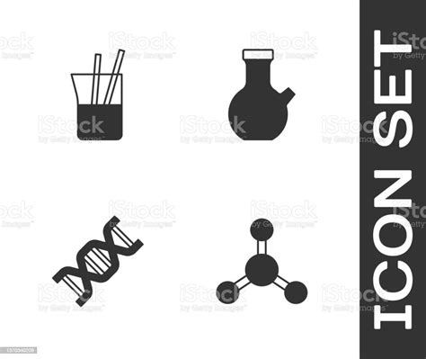 세트 분자 실험실 유리 제품 Dna 기호 및 테스트 튜브 아이콘 벡터 개념에 대한 스톡 벡터 아트 및 기타 이미지 개념 건강 진단 건강관리와 의술 Istock