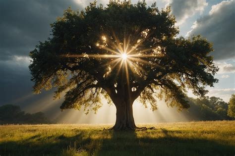 Premium Photo Sunlight Creating Halo Around Solitary Tree