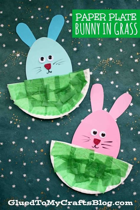 Paper Plate Easter Bunny Hiding In The Grass Craft