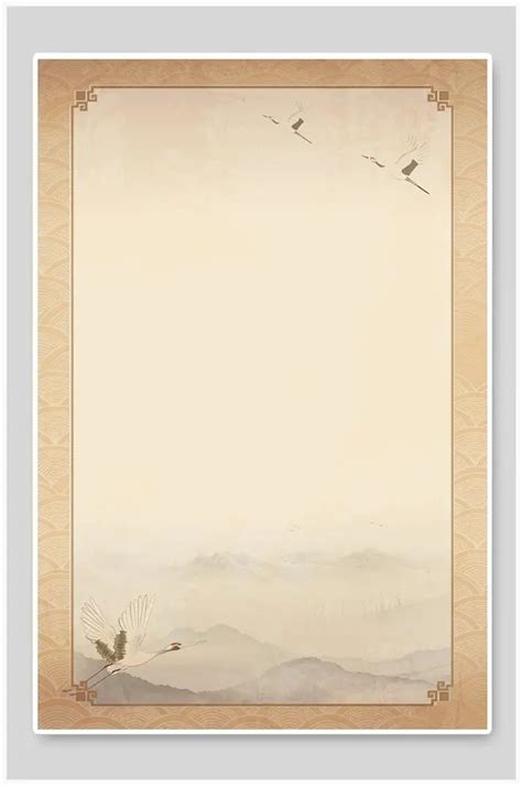 黄色仙鹤高级感水墨唯美古风背景 花瓣网