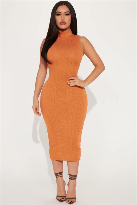 Kenley Midi Dress Rust Fashion Nova Dresses Fashion Nova