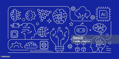 인공 지능 관련 벡터 배너 디자인 개념 아이콘이있는 현대적인 라인 스타일 0명에 대한 스톡 벡터 아트 및 기타 이미지 0명 가상현실 개념 Istock