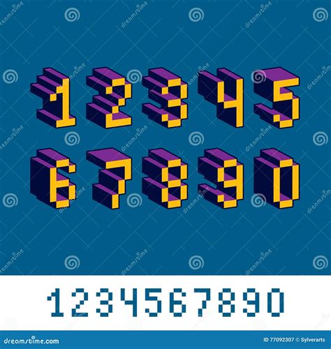 Cybernetic 3d Numbers Pixel Art Vector Numeration Pixel Design 88348806