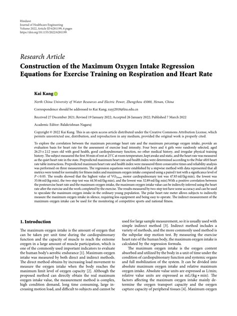 Pdf Construction Of The Maximum Oxygen Intake Regression Equations For Exercise Training On