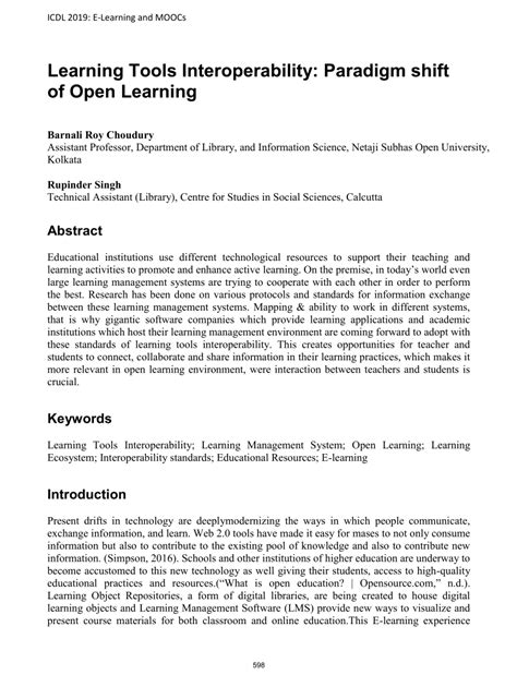 PDF Learning Tools Interoperability Paradigm Shift Of Open Learning