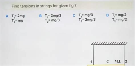 Answered Find Tensions In Strings For Given Fig A T 2mg T Mg Bt 2mg 3 Kunduz