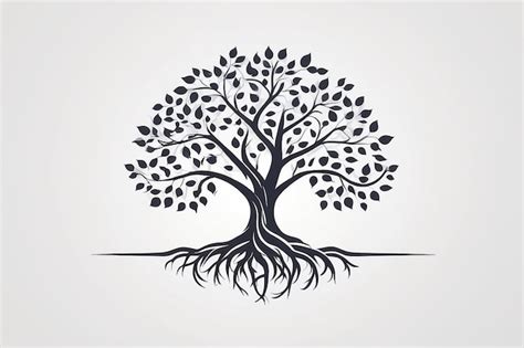 Premium AI Image A Tree With Leaves And Roots Logo Icon