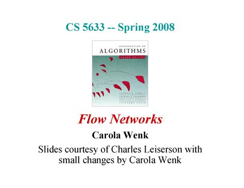 Analysis Of Algorithms Flow Networks Lecture Slides Cs 5633 Docsity