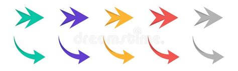 Arrow Icon Set Arrows Vector Icons Colored Curve Cursor Collection Stock Illustration