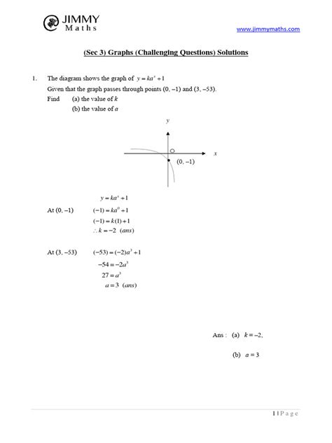 Sec 3 Graphs Challenging Questions Solutions Download Free Pdf Cartesian Coordinate System