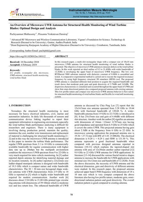 Pdf An Overview Of Microwave Uwb Antenna For Structural Health Monitoring Of Wind Turbine