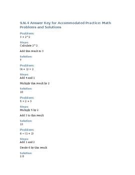 N AWS Answer Key For Order Of Operations By The Prairie Bison