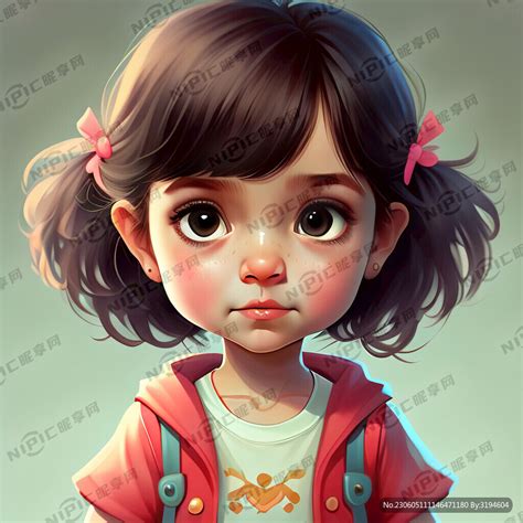 Ai创作图卡通可爱小女孩 昵图网