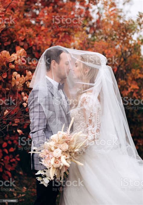 복고풍 차 근처에서 베일 아래에서 포옹하고 포옹하는 행복한 신부와 신랑 럭셔리 웨딩 커플 신혼 부부 관능적 인 낭만적 인 순간 보호 꽃다발 25 29세에 대한 스톡 사진 및