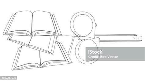 눈금자 테이프가 있는 책의 연속 한 줄 가는 선 그림 벡터 측정 가이드 개념입니다 등고선 그리기 창의적인 아이디어 개선에 대한 스톡 벡터 아트 및 기타 이미지 Istock