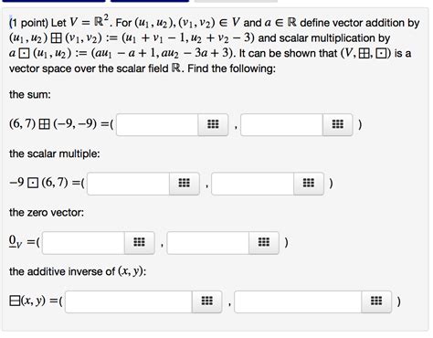 Solved 1 Point Let V R For U1 Uz V1 V2 E V And Chegg Com