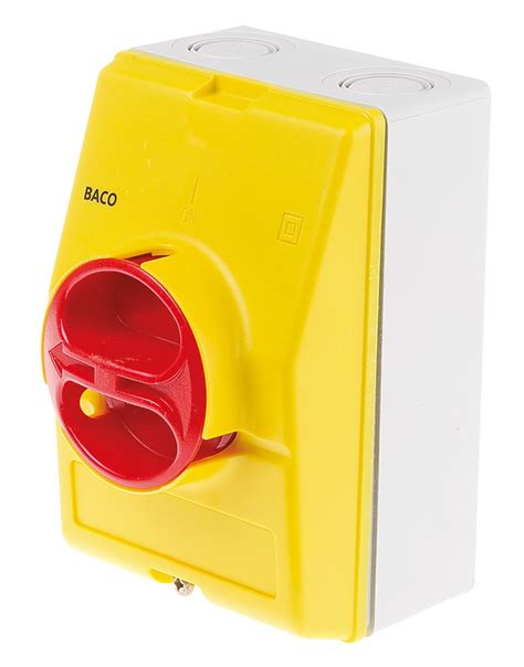 0172161 Baco 3 Pole Panel Mount Isolator Switch 32a Maximum Current 10kw Power Rating Ip40