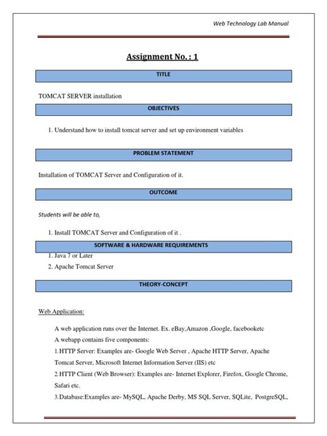 1 Web Technology Assignment No 1 Pdf Web Application Web Server