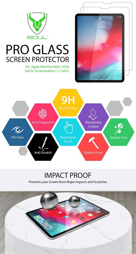 2 Pack Tempered Glass Screen Protector For Ipad Pro 11 Inch Isoul