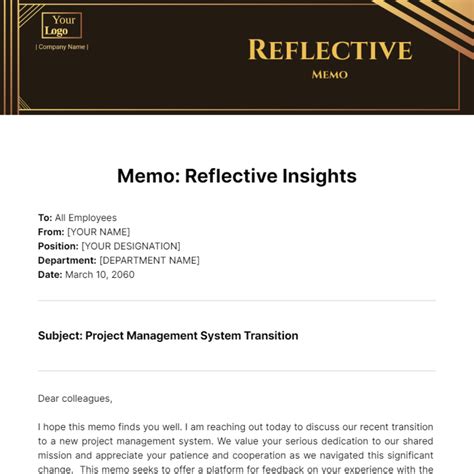 Free Reflective Memo Template To Edit Online