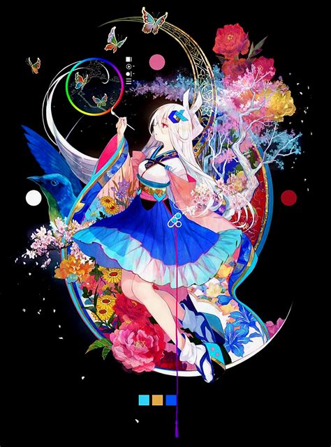 【板绘分享—藤原】华美与创意的结合。 哔哩哔哩