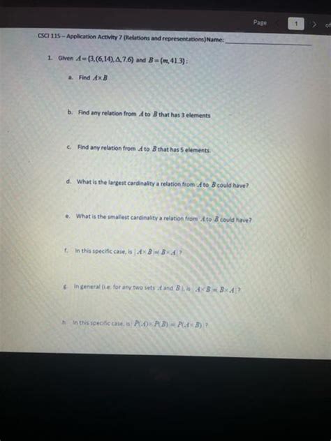 Solved Page 1 CSCI 115 Application Activity 7 Relations Chegg Com