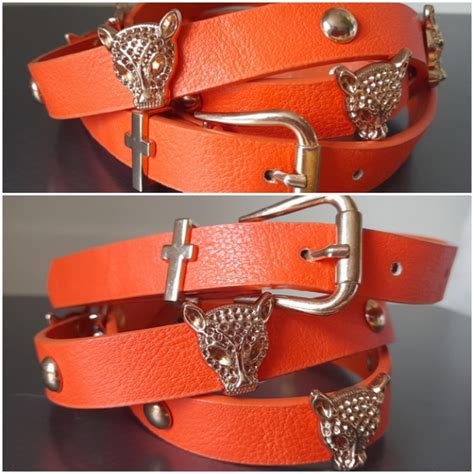 Фото 1 - Ремень оранжевый, леопард. Длина 114см, ширина 1,5см Фото 2 ...