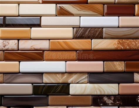 A Stack Of Ceramic Tiles In Varying Shades Of Earth Tones Arranged Neatly In A Grid Stock