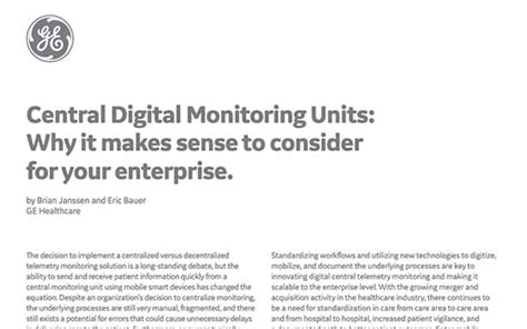 Digital Centralized Monitoring Unit Patient Monitoring Ge Healthcare India