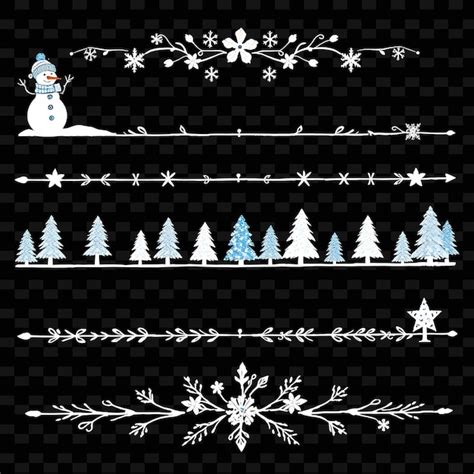 Png Snowmen Trees And Stars Cool Blue And White Tones Cottagecore S