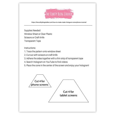 Hologram Instruction Sheet PDF The Crafty Blog Stalker