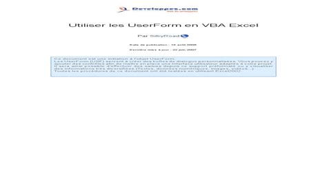 Pdf Utiliser Les Userform En Vba Excel Pdfslidenet