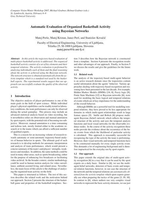 PDF Automatic Evaluation Of Organized Basketball Activity Using Bayesian Networks