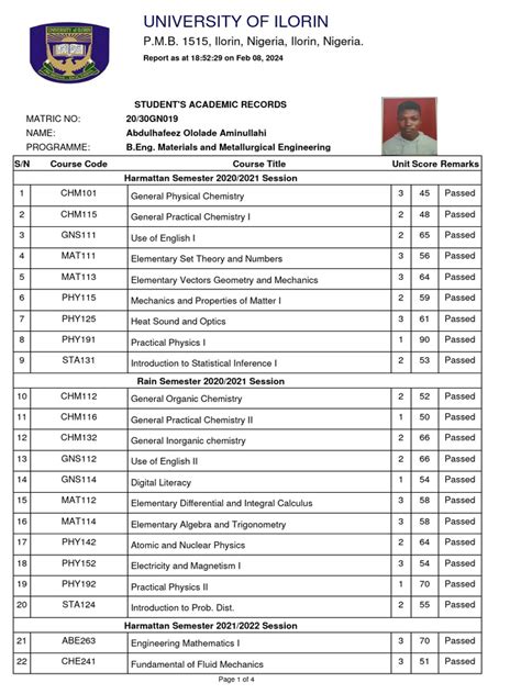 Student Transcript Pdf Engineering Physics