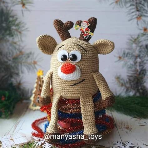 Олень Рудольф крючком Амигуруми схемы и описания Автор Manyasha
